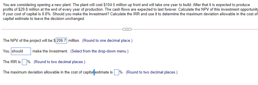 Solved Need help finding the IRR... Please make sure to | Chegg.com