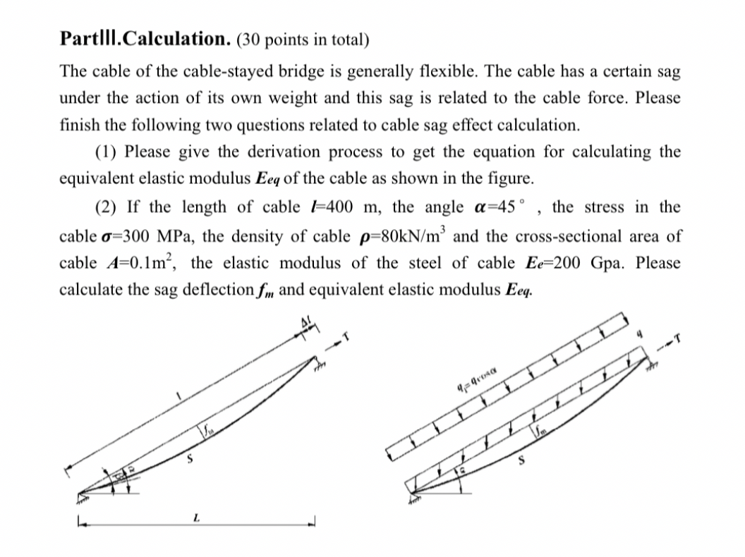 Solved Partlll.Calculation. (30 points in total) The cable | Chegg.com