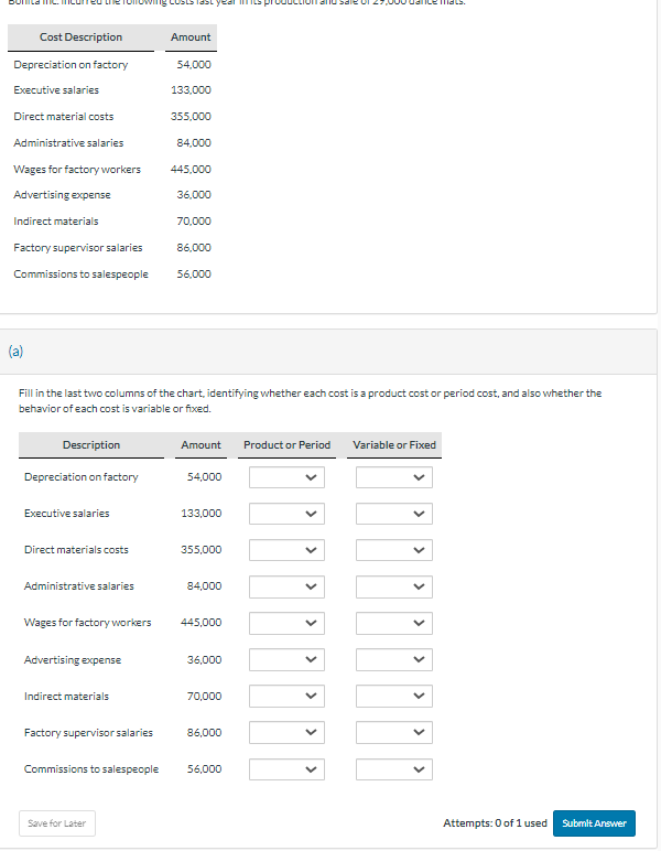 Solved (a)Fill in the last two columns of the chart, | Chegg.com
