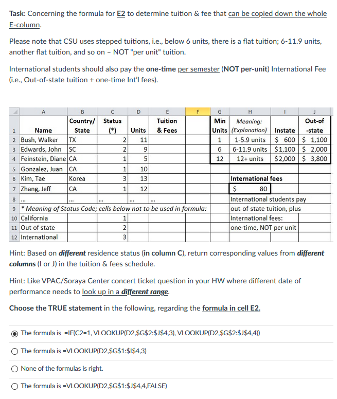 Solved Task: Concerning the formula for E2 to determine | Chegg.com