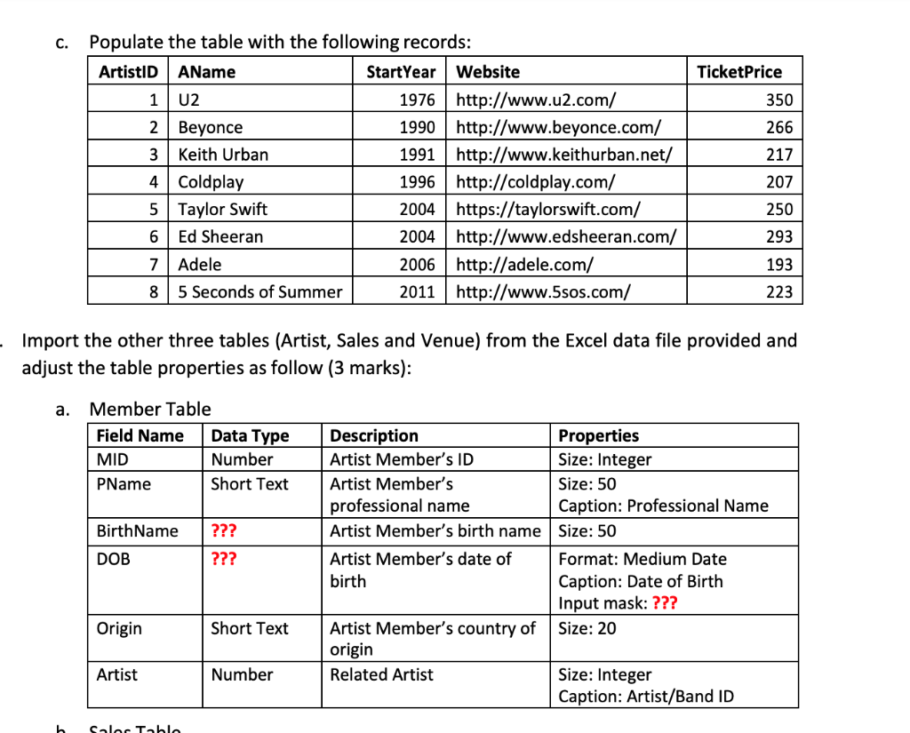 Solved Task 1: Setting up Database (5 marks) Note that | Chegg.com