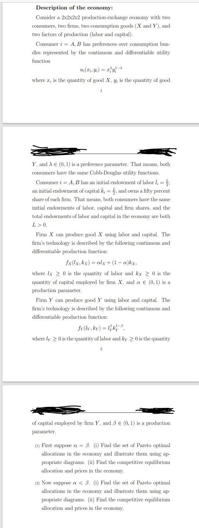 Solved a Description of the economy: Consider a 2x2x2x2 | Chegg.com
