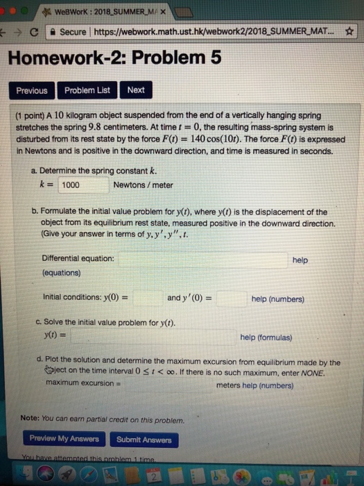 Solved WeBWork: 2018 SUMMER MA X -) ? Secure! | Chegg.com Solved WeBWork: 2018 SUMMER MA X -) ? Secure! | Chegg.com