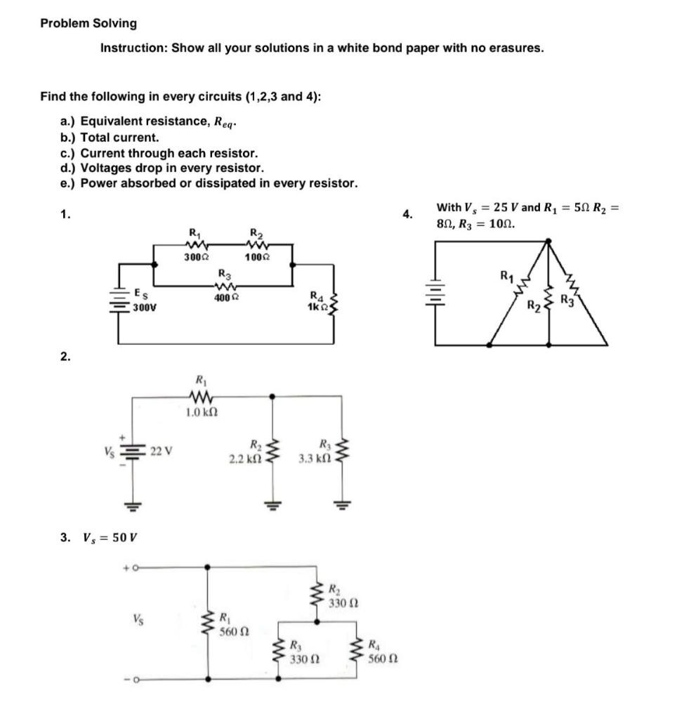Solved Problem Solving Instruction: Show all your solutions | Chegg.com