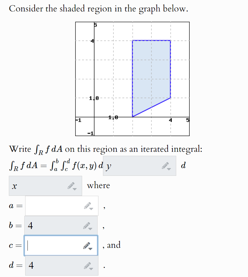 Solved Consider the shaded region in ﻿the graph below.Write | Chegg.com