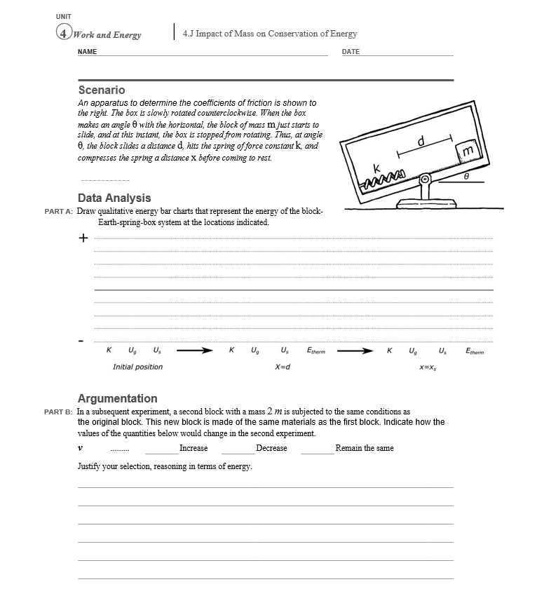 Solved UNIT 4 Work and Energy 4.J Impact of Mass on | Chegg.com
