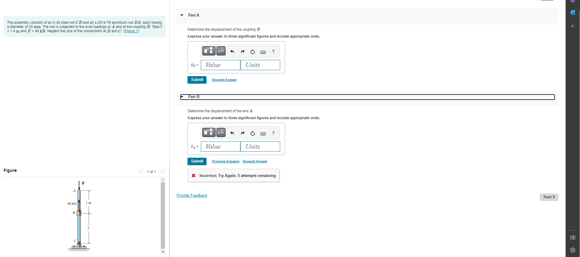 Solved The assembly consists of an A−36 steel rod CB and an | Chegg.com