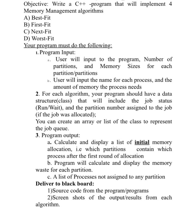 Solved Objective: Write a C++ -program that will implement 4 | Chegg.com