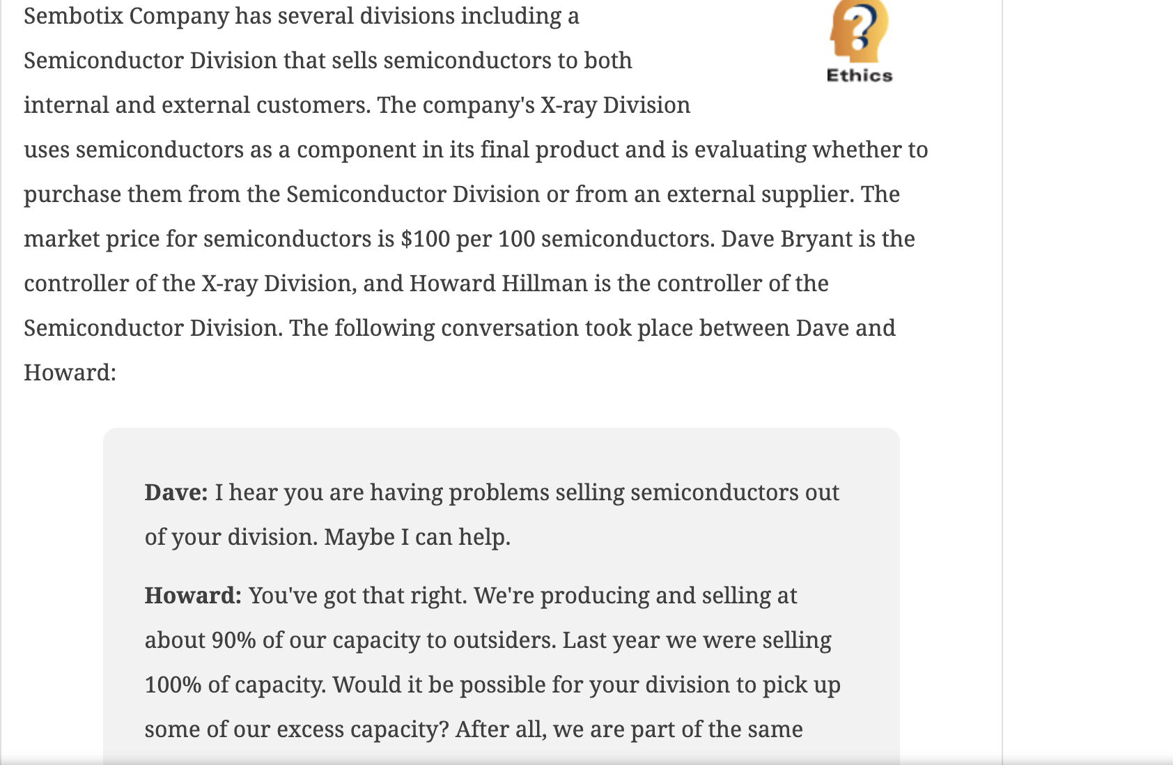 Sembotix Company has several divisions including a | Chegg.com