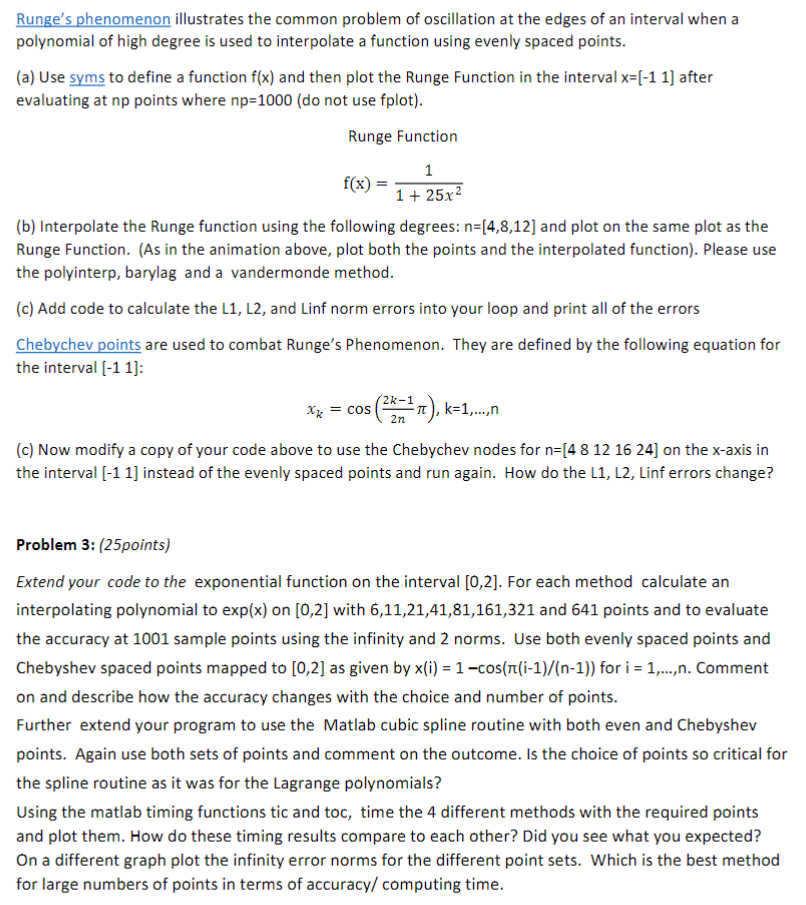 Solved Runge's phenomenon illustrates the common problem of | Chegg.com