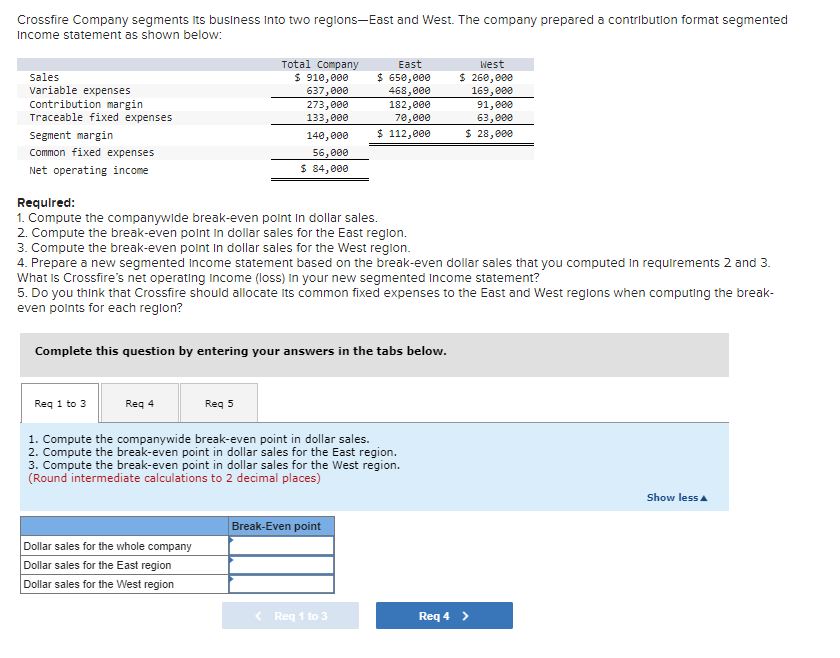 Solved Crossfire Company segments Its business Into two | Chegg.com