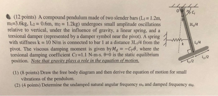 Solved (12 points) A compound pendulum made of two slender | Chegg.com