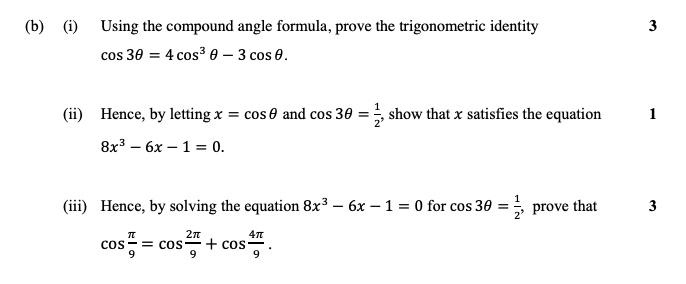 Solved 3 (b) (1) Using the compound angle formula, prove the | Chegg.com