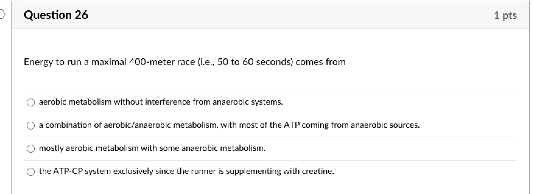Solved Energy to run a maximal 400-meter race (i.e., 50 to | Chegg.com