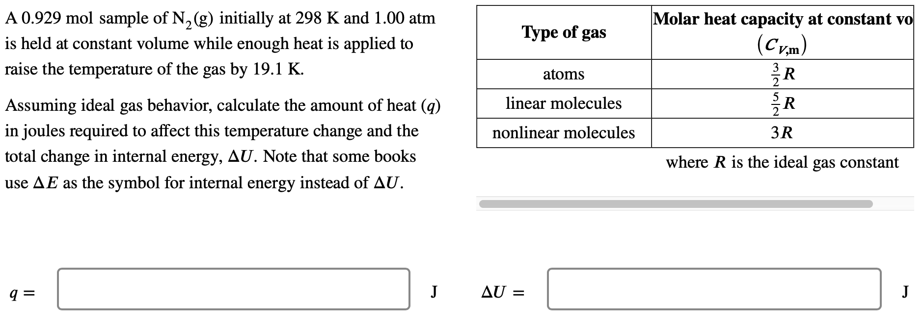 Solved A 0.929 mol sample of N2( g) initially at 298 K and | Chegg.com