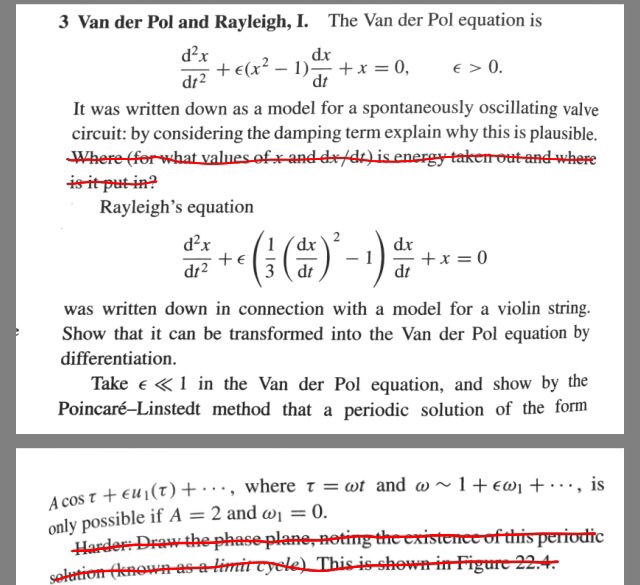 Solved The Van der Pol equation is d^2 x/dt^2 + epsilon | Chegg.com