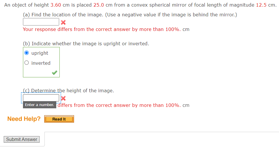 Solved An object of height 3.60 cm is placed 25.0 cm from a | Chegg.com