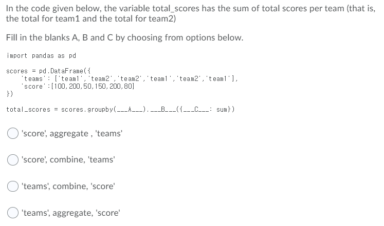 Solved In the code given below, the variable total_scores | Chegg.com