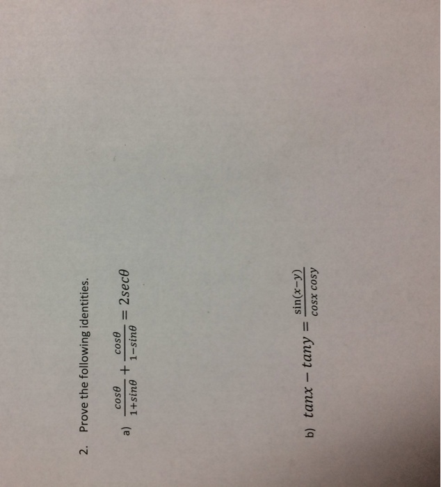 Solved Prove the following identities. Cos theta/1 + sin | Chegg.com