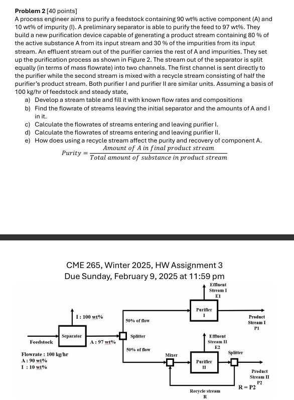 Problem 2 [40 ﻿points]A process engineer aims to | Chegg.com