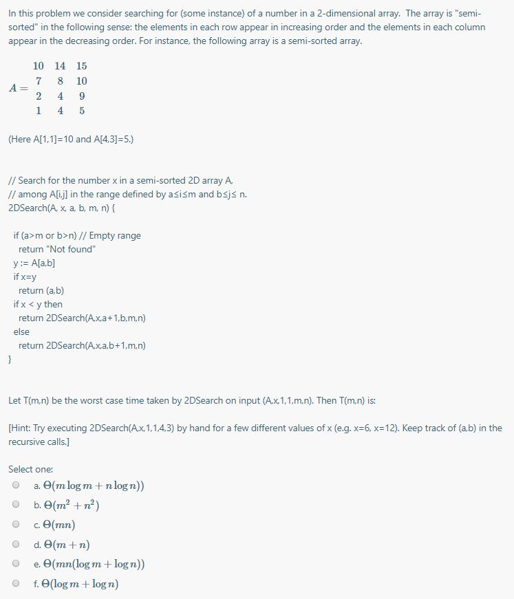 In this problem we consider searching for some | Chegg.com