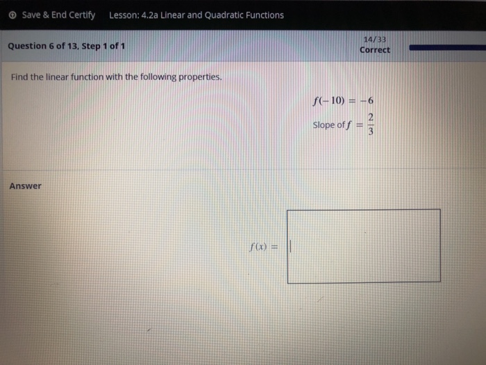 Solved Save And End Certify Lesson 42a Linear And Quadratic 6101