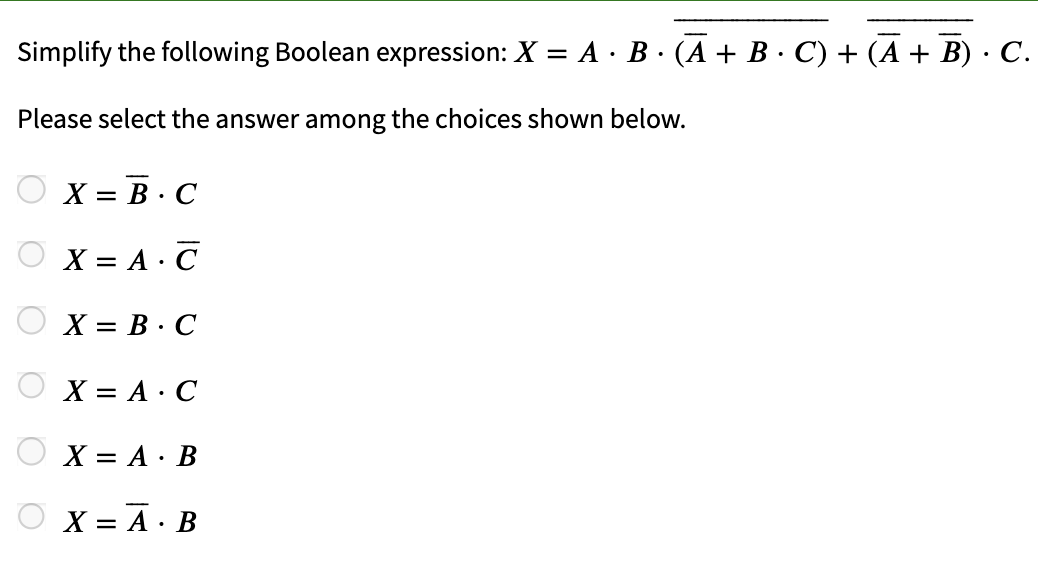 Solved Simplify the following Boolean expression: | Chegg.com