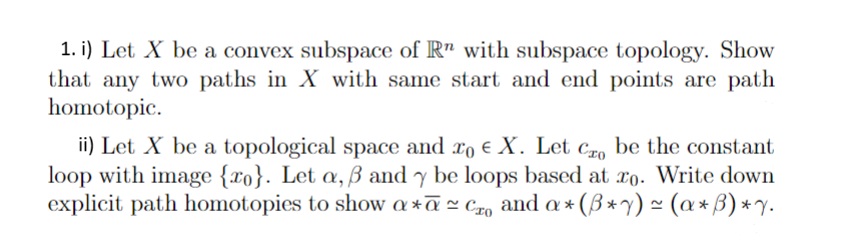 Solved i) ﻿Let x ﻿be a convex subspace of Rn ﻿with subspace | Chegg.com