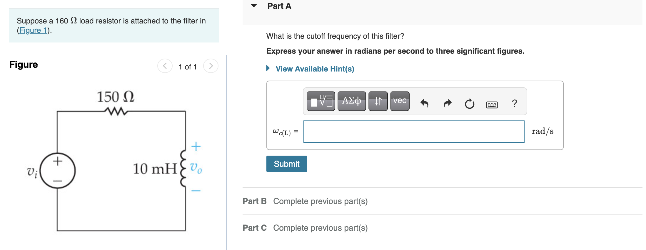 Solved Suppose a 160Ω load resistor is attached to the | Chegg.com