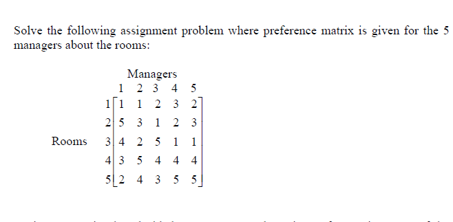 Solved Solve the following assignment problem where | Chegg.com
