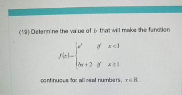 Solved (19) Determine the value of b that will make the | Chegg.com