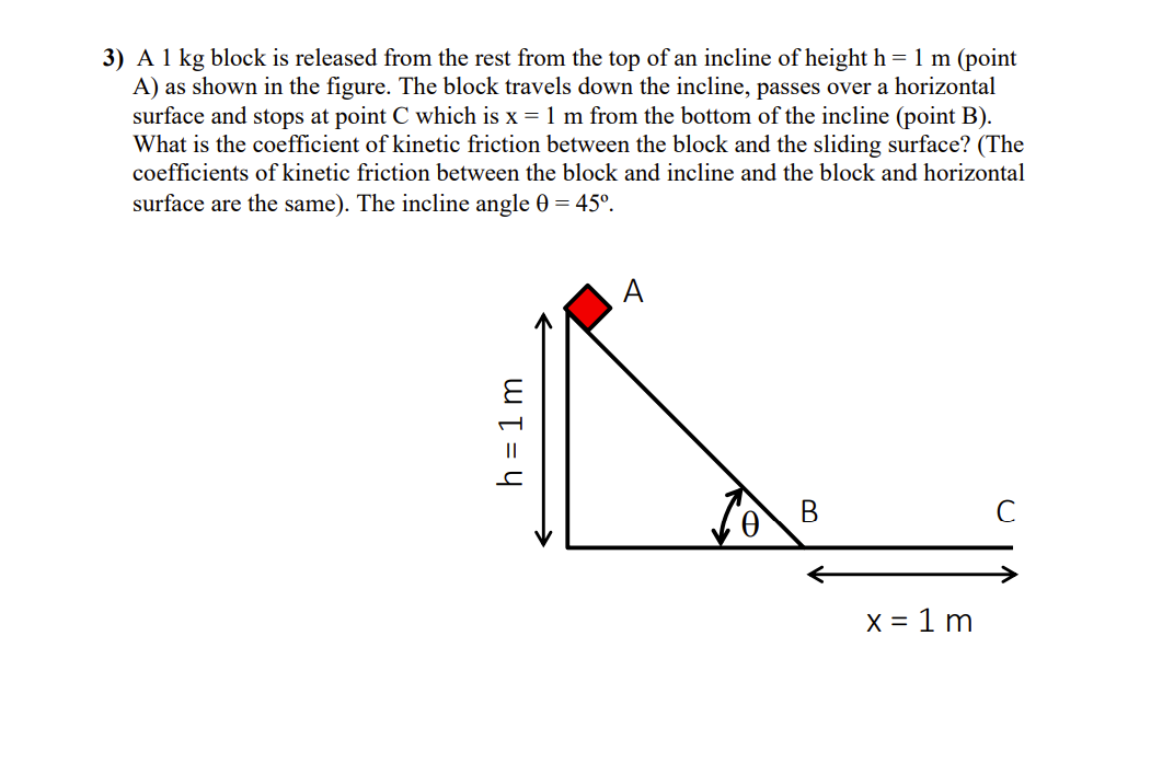 Solved 3) A 1 kg block is released from the rest from the | Chegg.com