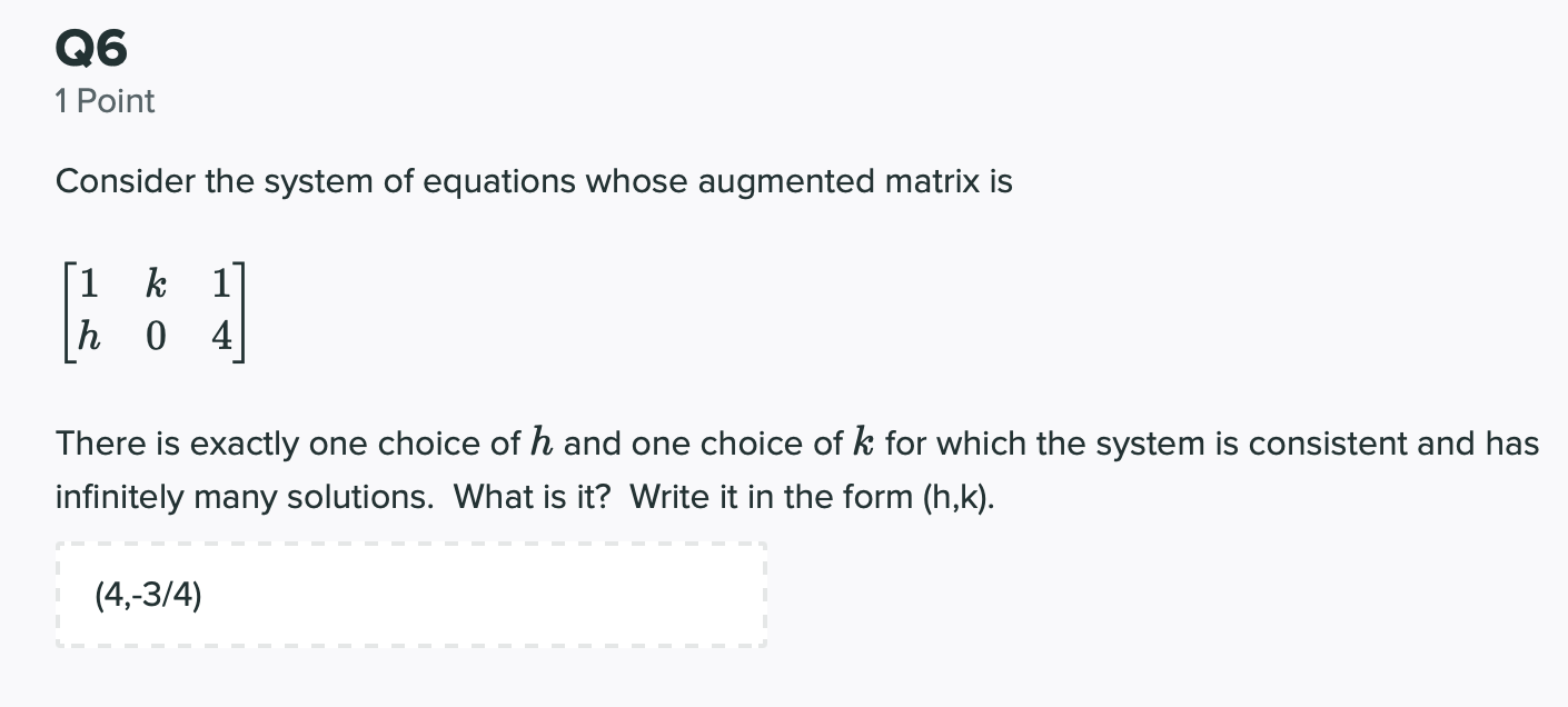 Solved Q6 1 Point Consider the system of equations whose | Chegg.com