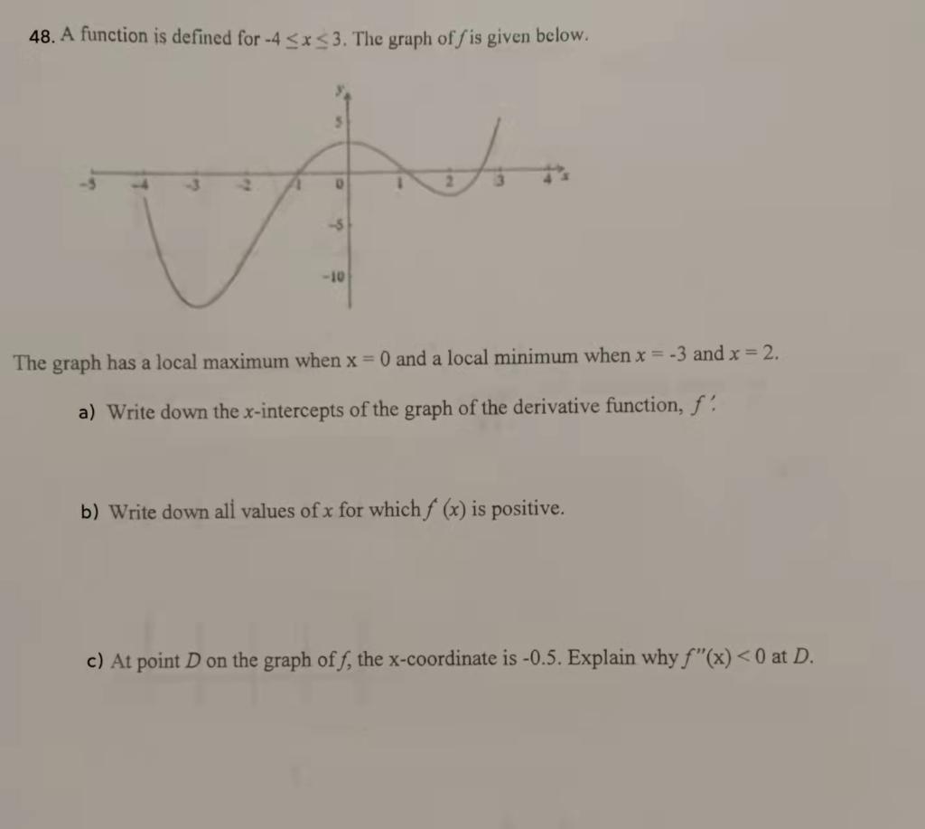 Solved 48. A function is defined for 4 | Chegg.com