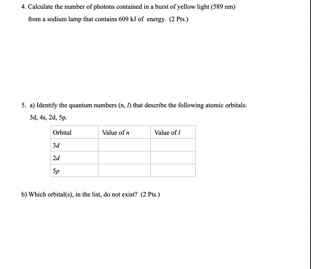 Solved 4. Calculate the number of photons contained in a | Chegg.com
