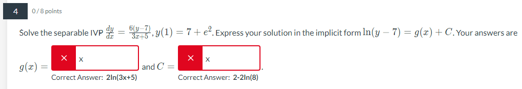 Solved Solve the separable IVP dxdy=3x+56(y−7),y(1)=7+e2. | Chegg.com