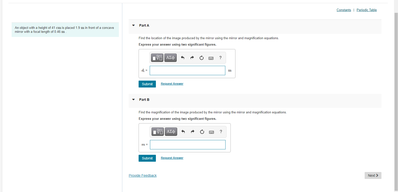 Solved Constants Periodic Table Part A An object with a | Chegg.com