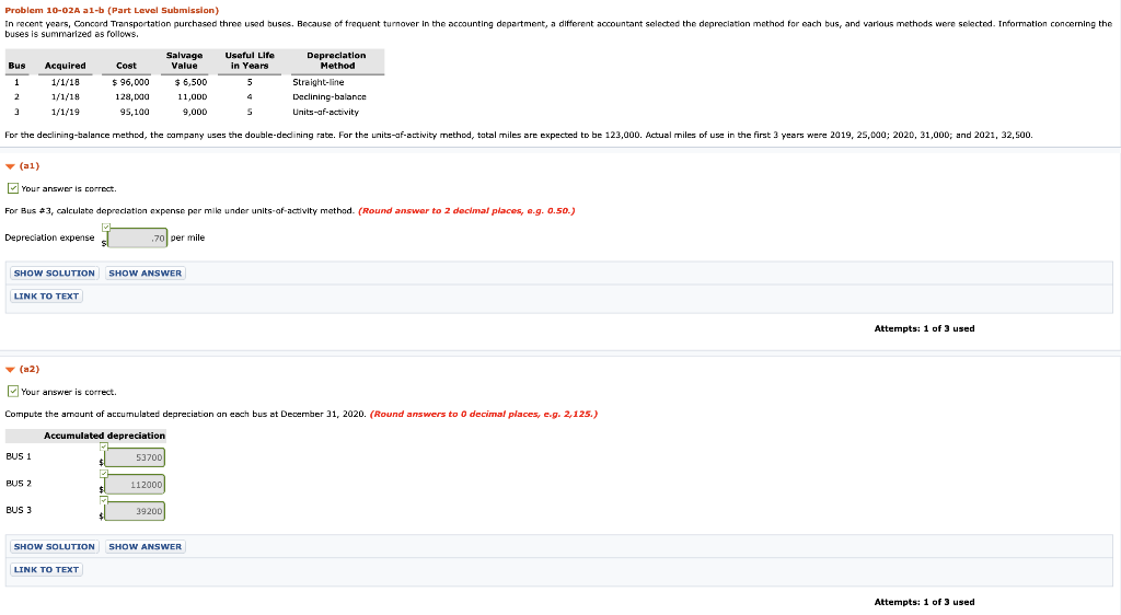 Solved Problem 10-02A al-b (Part Level Submission) In racent | Chegg.com