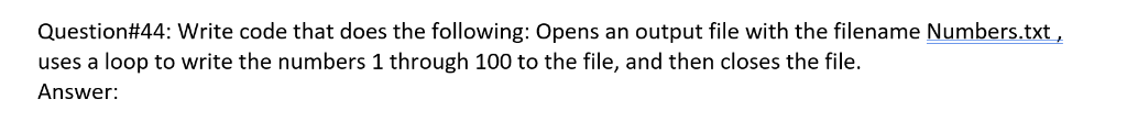 Solved Question#44: Write code that does the following: | Chegg.com