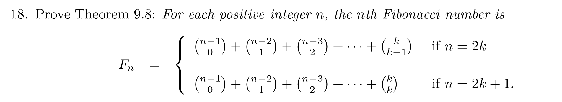 Solved 18. Prove Theorem 9.8: For each positive integer n, | Chegg.com