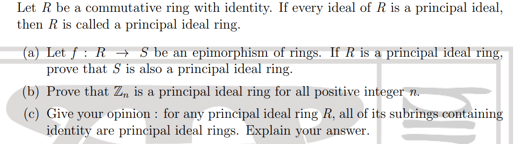 Solved Let R be a commutative ring with identity. If every | Chegg.com