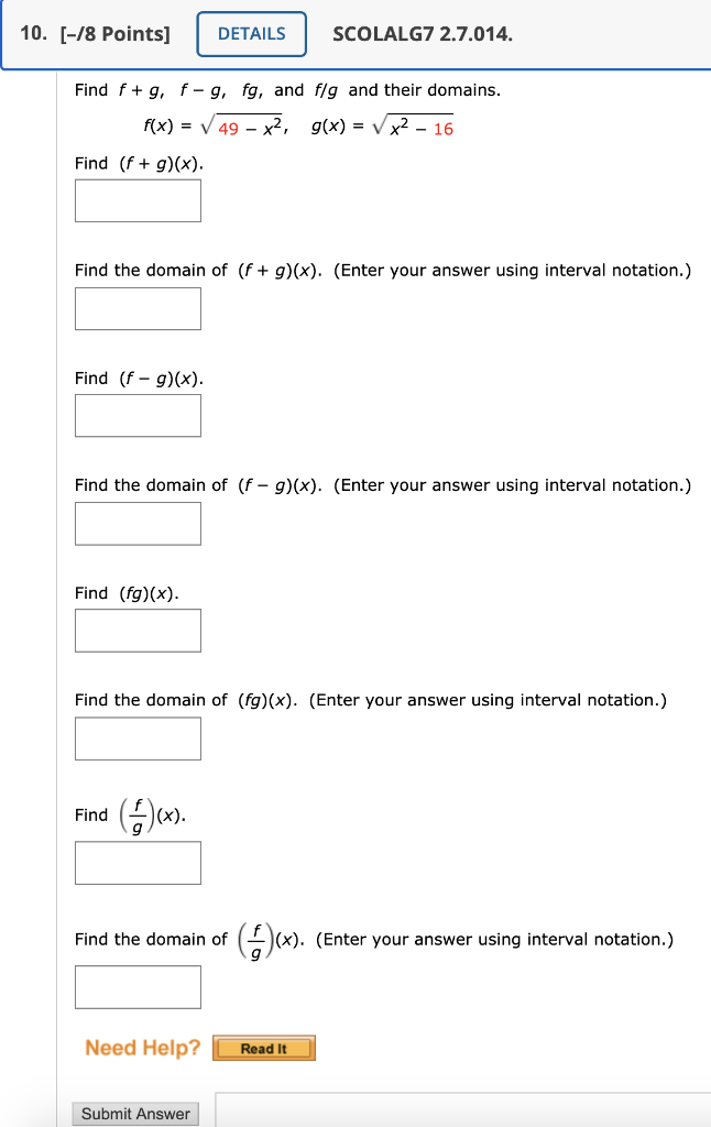 Solved 10. [-18 Points] DETAILS SCOLALG7 2.7.014. Find f + | Chegg.com