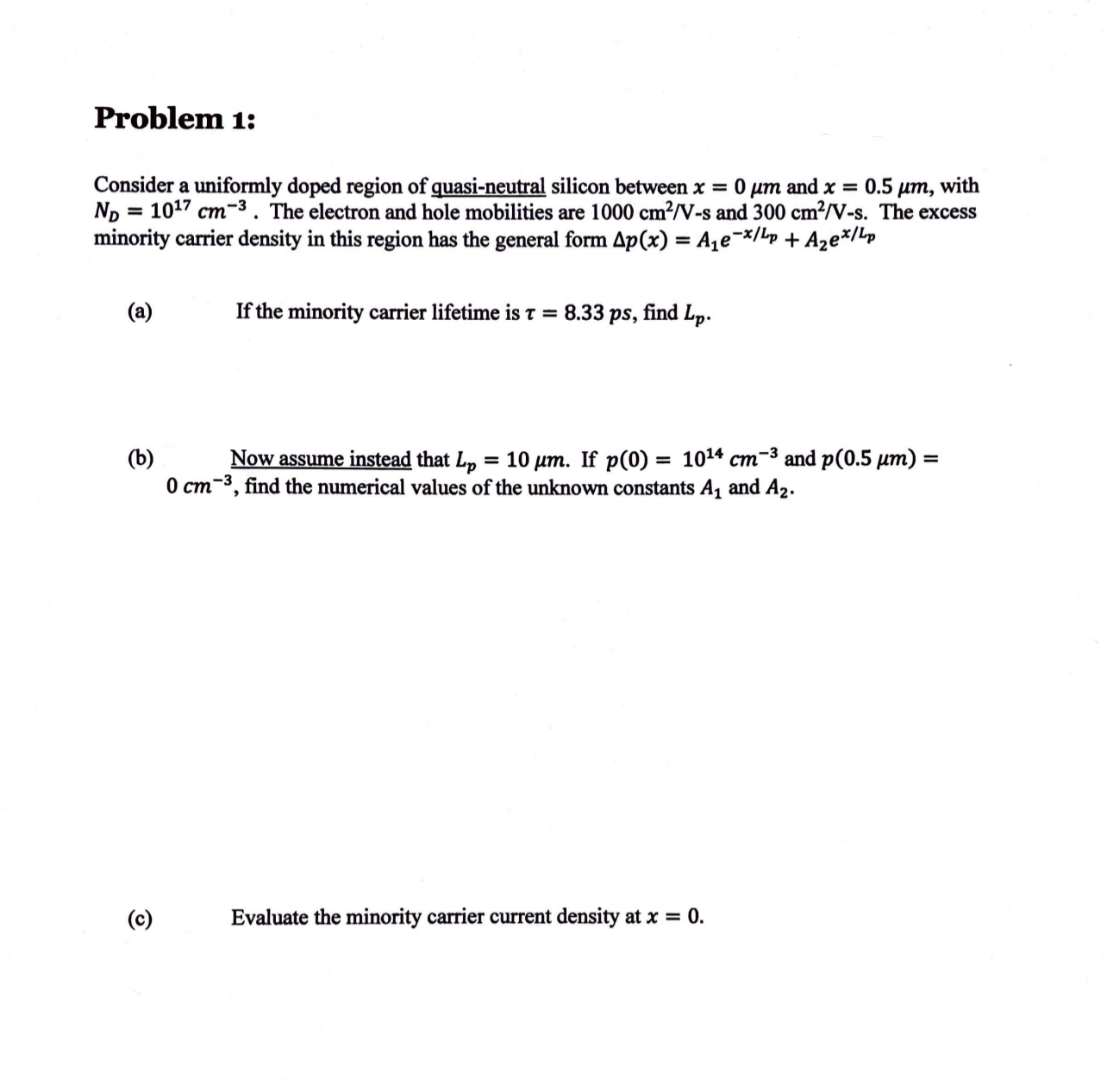 Solved Microelectronics HW 3.1- URGENT!! Please help!! If | Chegg.com