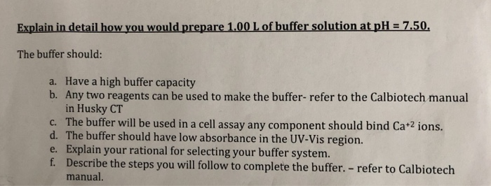 The buffer being used is TES. Use all the possible | Chegg.com