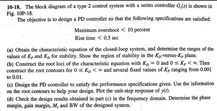 Solved 10-18. The block diagram of a type 2 control system | Chegg.com
