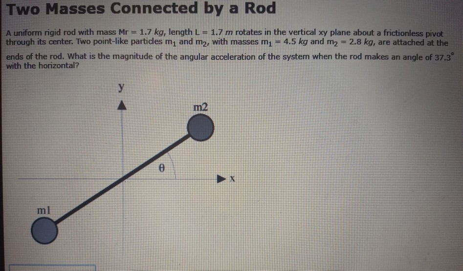 Solved Two Masses Connected by a Rod A uniform rigid rod | Chegg.com