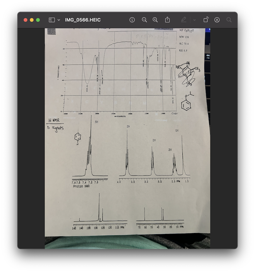 Solved C9H12O IR spectra for CH 237 Lab 8 and 9 | Chegg.com