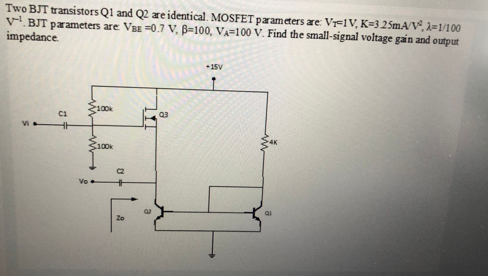 Solved Two BJT transistors Q1 and Q2 are identical. MOSFET | Chegg.com