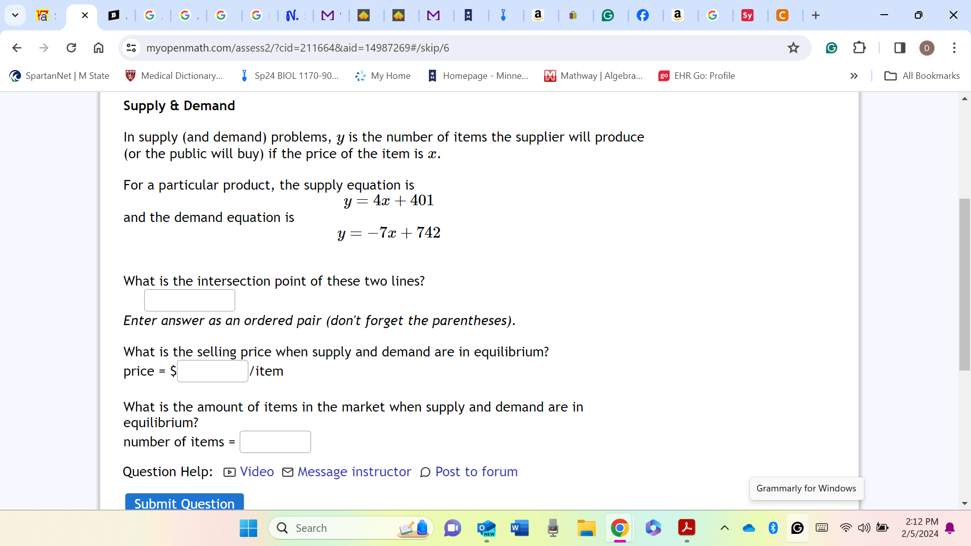 Solved Supply & DemandIn supply (and demand) ﻿problems, y | Chegg.com