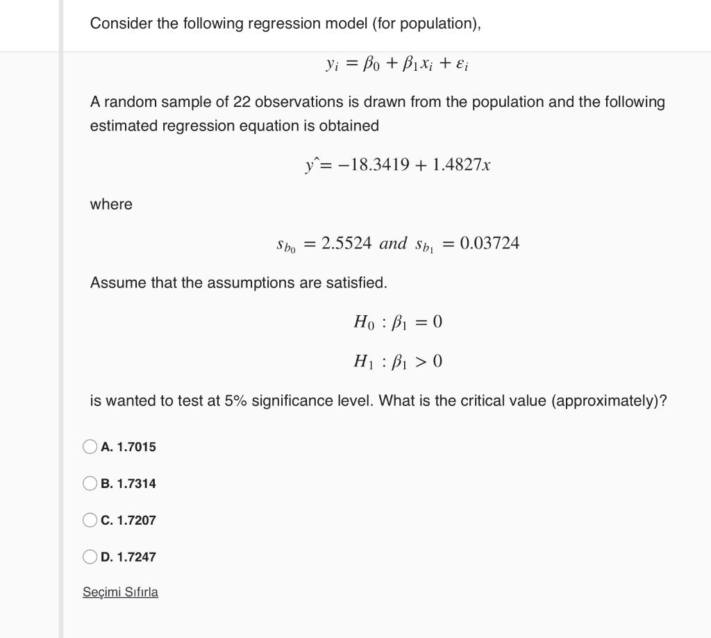 Solved Consider the following regression model (for | Chegg.com